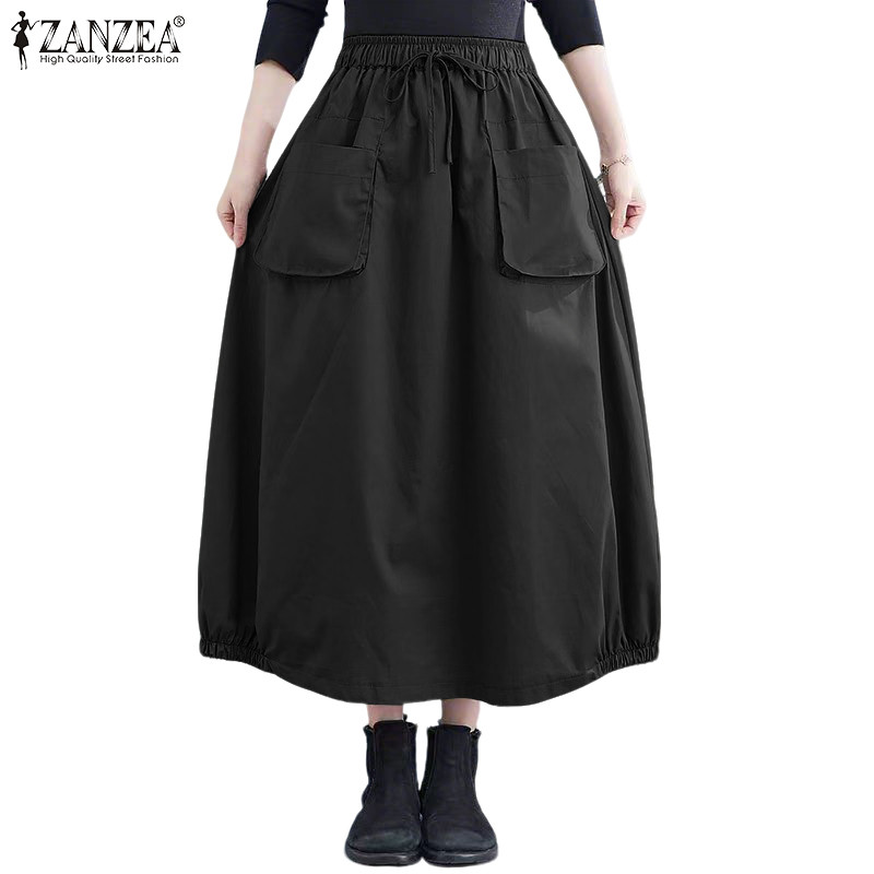 ZANZEA Women Korean Street Stylish Elastic Waist Patch Pocket Design ...