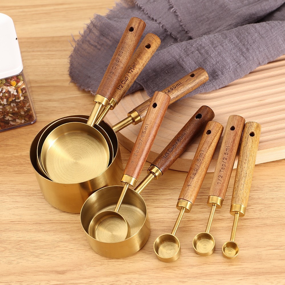 Stainless Steel New Titanium Plated Measuring Cup Measuring Spoon Eight ...