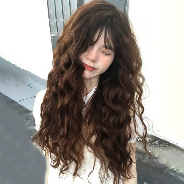 Wool Roll Wig Female Long Hair New Style Influencer Long Curly Hair ...