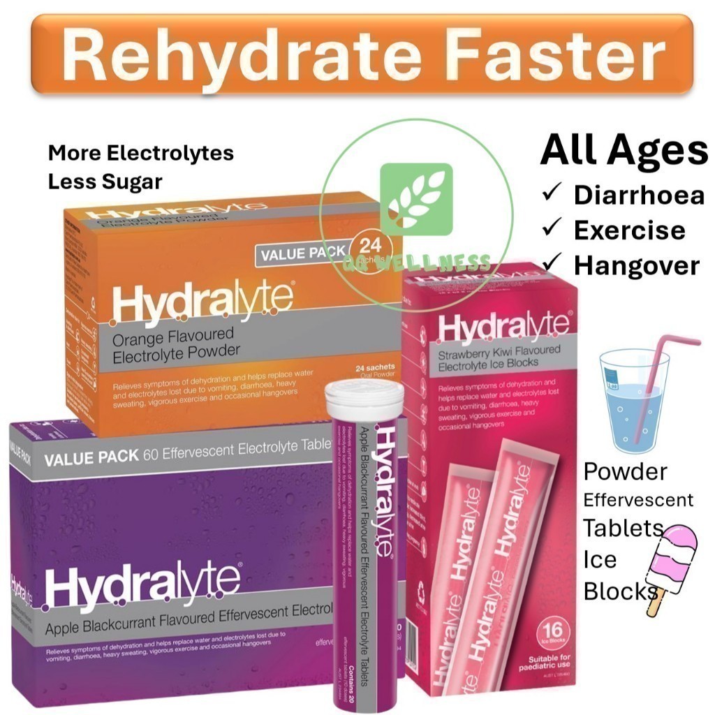 👍Hydralyte Electrolyte Powder Effervescent Tablet Ice Block Vegan Fluid ...