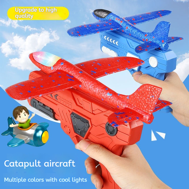 Ejection Foam Airplane Gun Children Outdoor Toys Plus Light Pistol ...