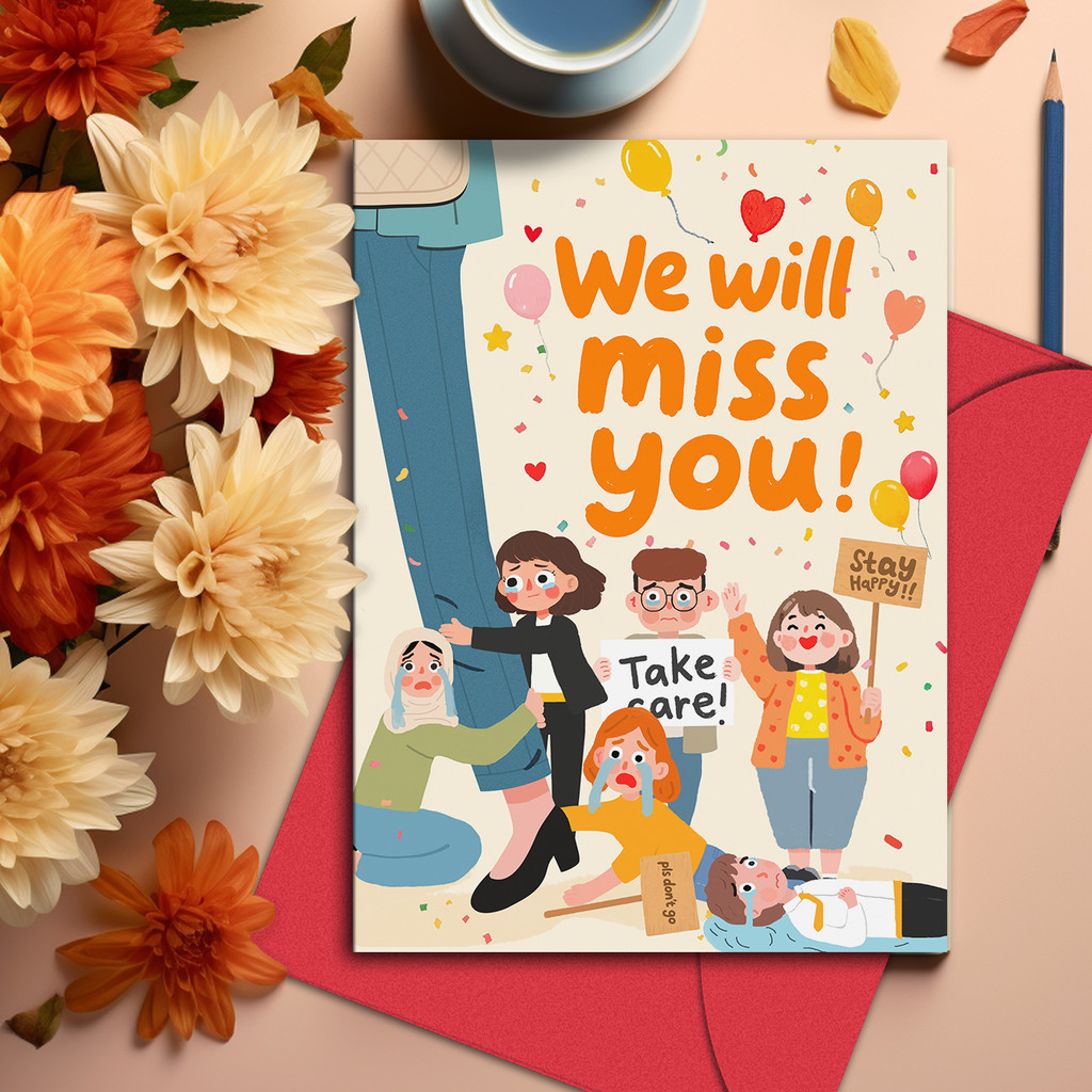 Funny Farewell Big Greeting Card for Business Team Group Female Boss ...