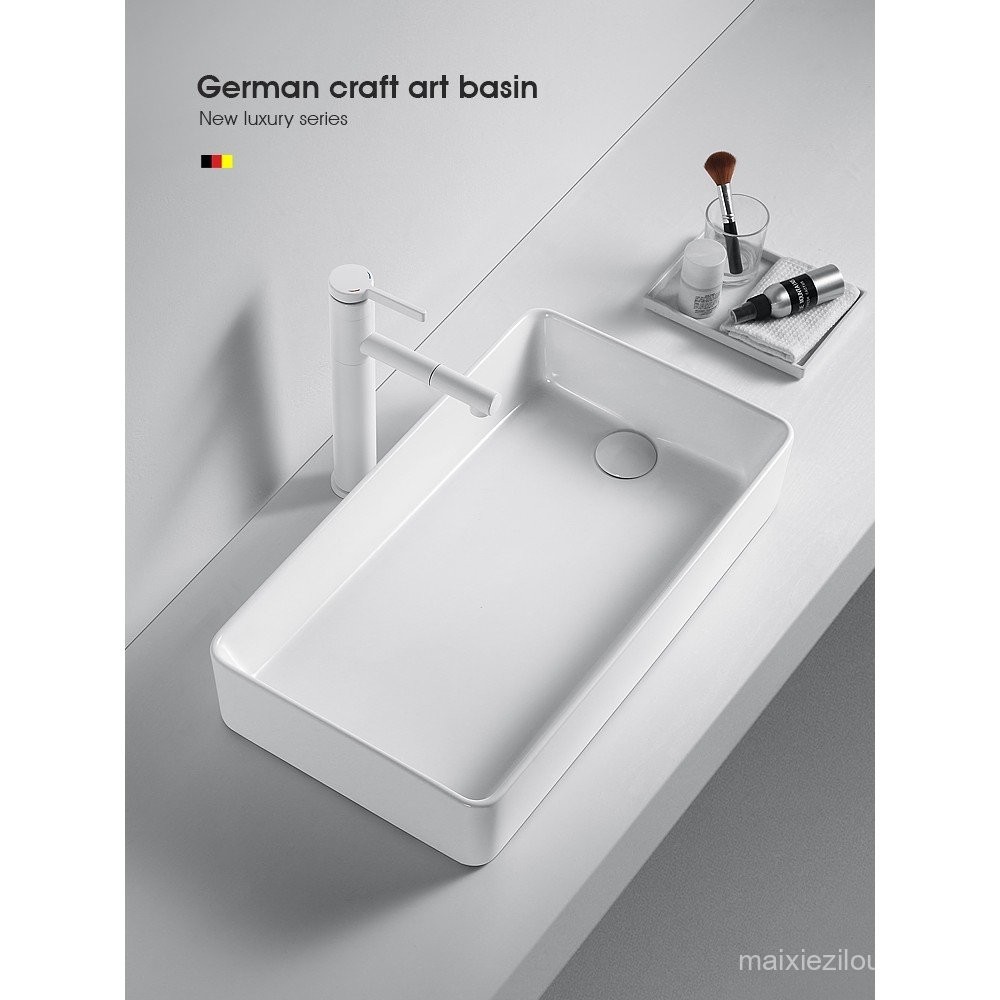 Side Drain Above Counter Basin Balcony Washing Machine Ceramic Wash Basin Left and Right ...