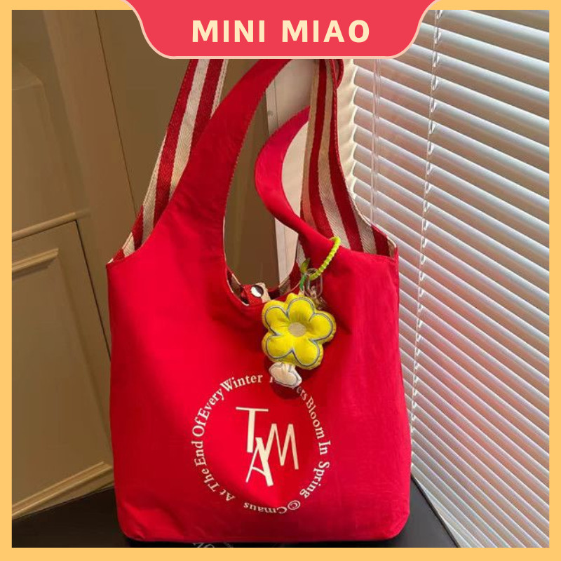 2025 Red Fabric Bag Women's Double-Sided Tote Bag Casual Commuter Large ...