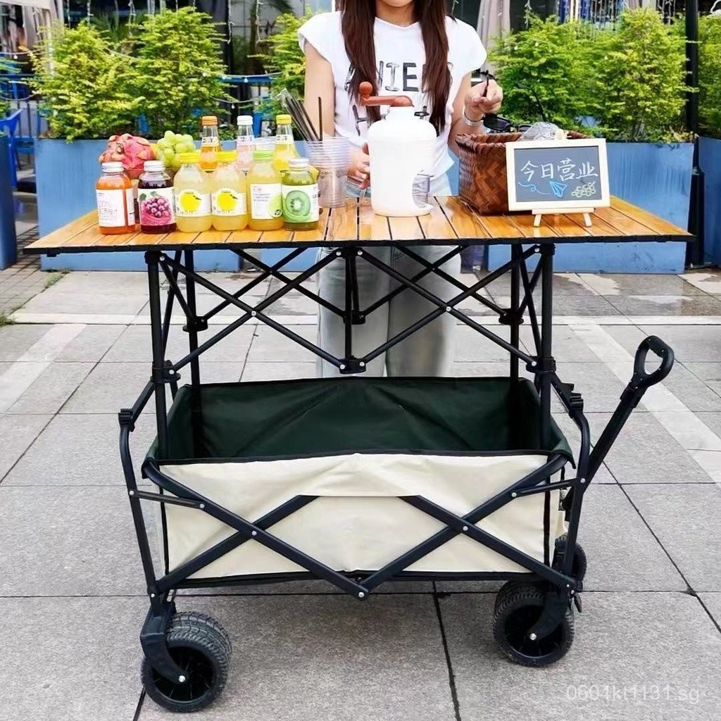 Collapsible Picnic Cart Shopping Cart Stall Hand Flip Outdoor Tank ...