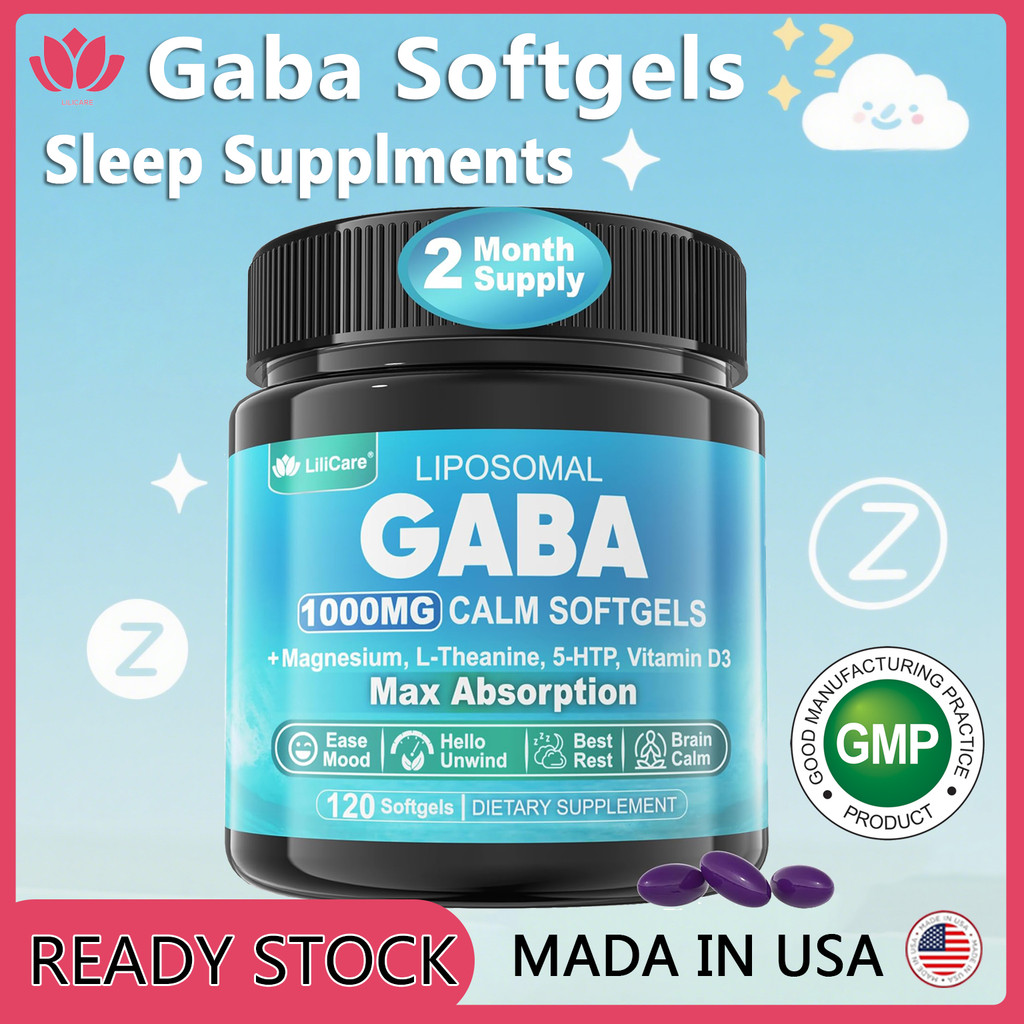 LILICARE Natural GABA Supplements Softgels 1000mg, Melatonin Free,with ...
