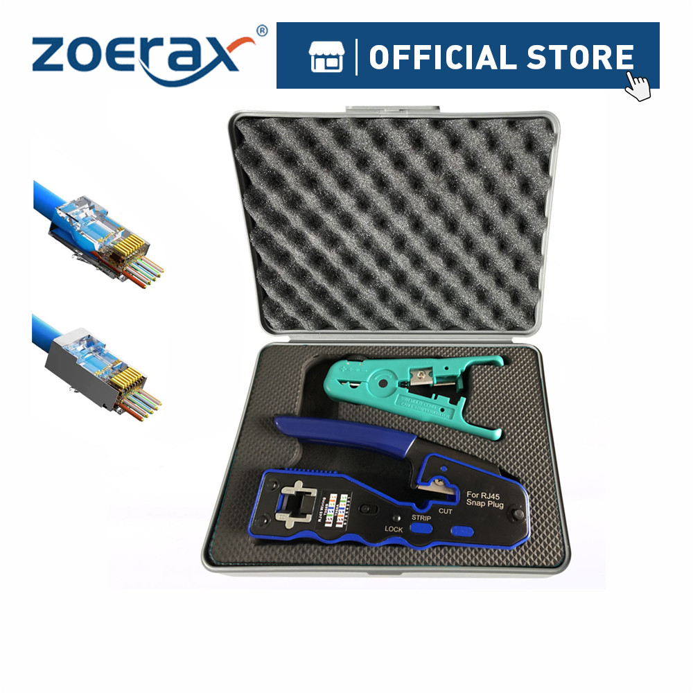 ZoeRax RJ45 Crimping Tool Pass Through Crimper Cutter for Cat6a Cat6 ...