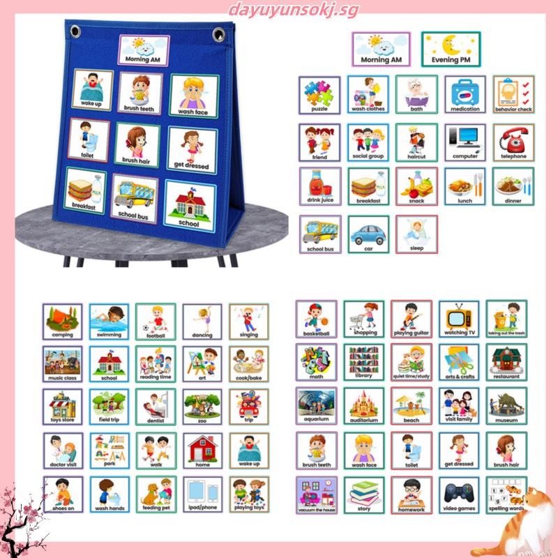 Visual Schedule for Kids Daily Routine Chart with 70 Cards Felt Autism ...