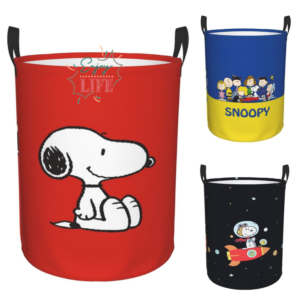 [Spot] Snoopy Round Laundry Hamper Storage Basket Toys Clothes ...