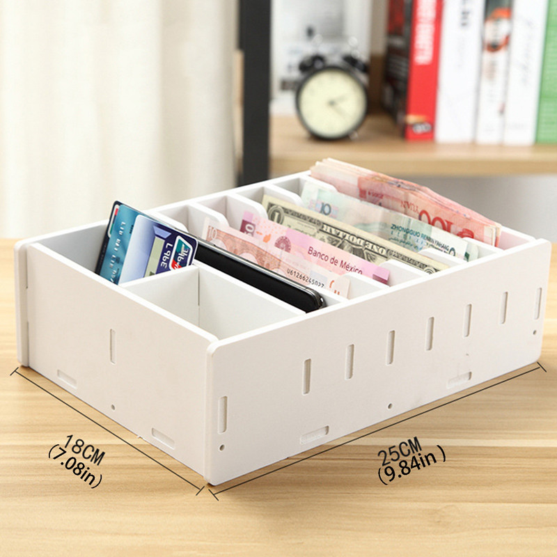 6/8 Grid Desktop Change Money Storage Box Drawer Cash Coin Organizer ...