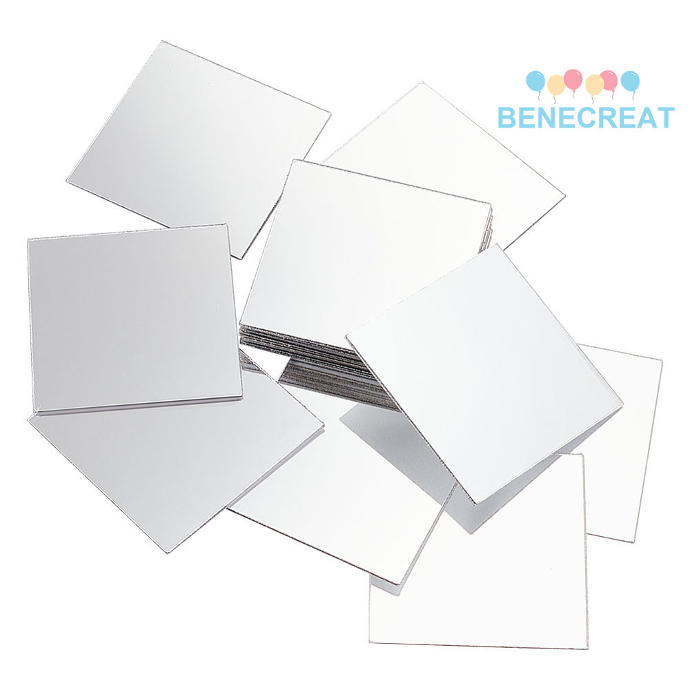 BENECREAT 1box 50pcs Mini Mirror Tiles 2 Inch Acrylic Square Mirror ...