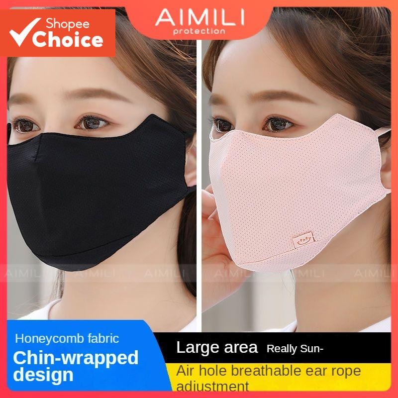 Ice Silk UV Protection Face Mask Summer Breathable Adjustable Dustproof ...