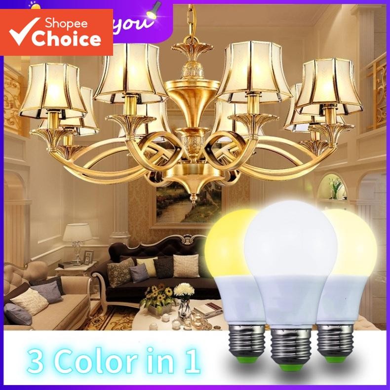 E27 tri-color LED bulb (warm white, cool white) for home decor, perfect ...