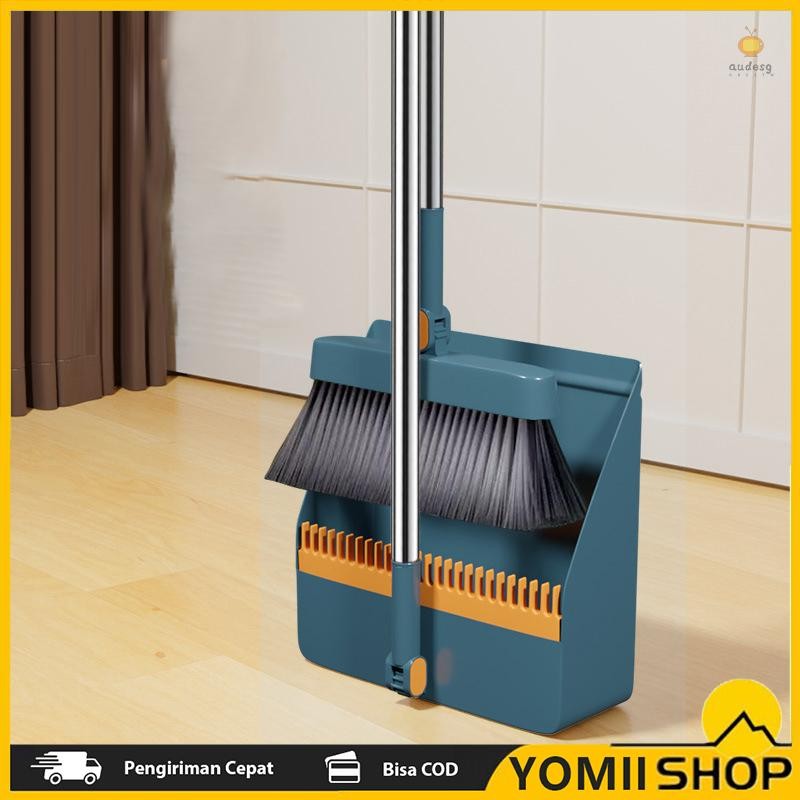 Household foldable standing broom with teeth Plastic soft hair broom ...
