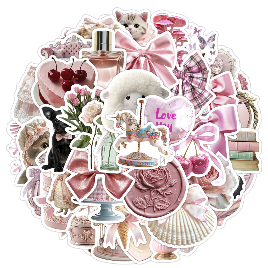 50Pcs/Set Baby Pink Girls Art Series 01 Stickers DIY Fashion Waterproof ...