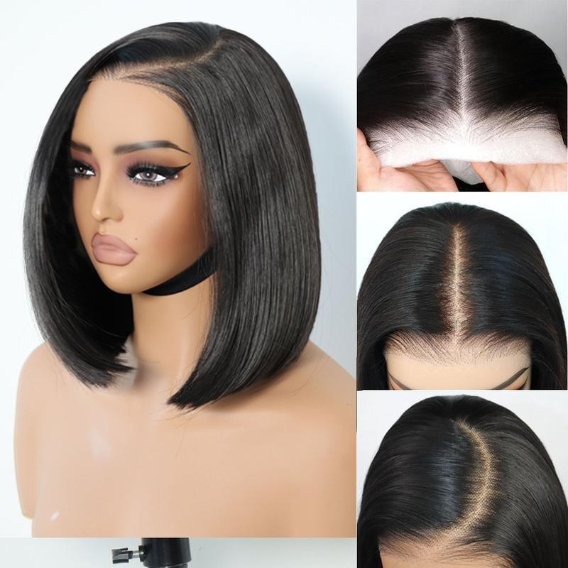 U&A Hair 9x7 Glueless Synthetic Wear and Go Bone Straight Wigs Double ...