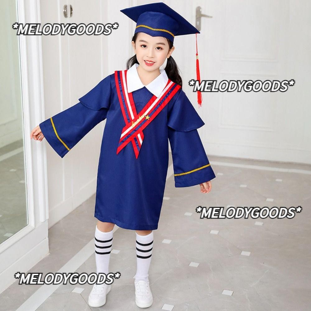MELODG 2Pcs/Set Children Graduation Gown Set, With Hat Tassel Honors ...