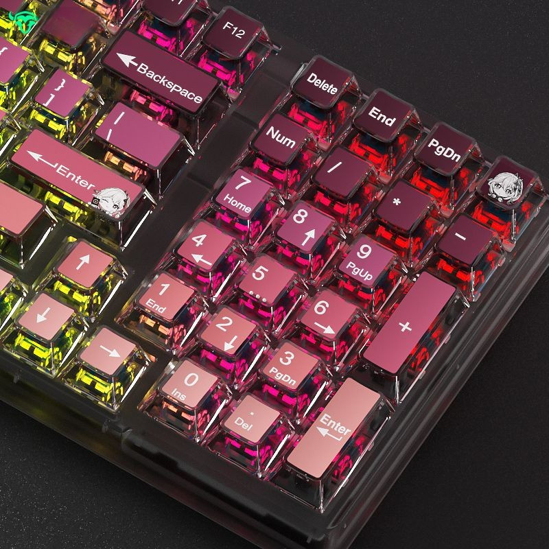 Sakura Girl Four Sided Shine Through Keycaps Transparent Side Print ...