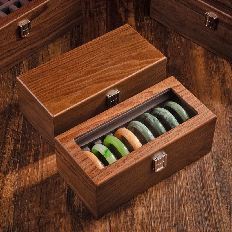 SGHot selling Walnut Wooden Bangle Storage Box High-End Household Jade ...