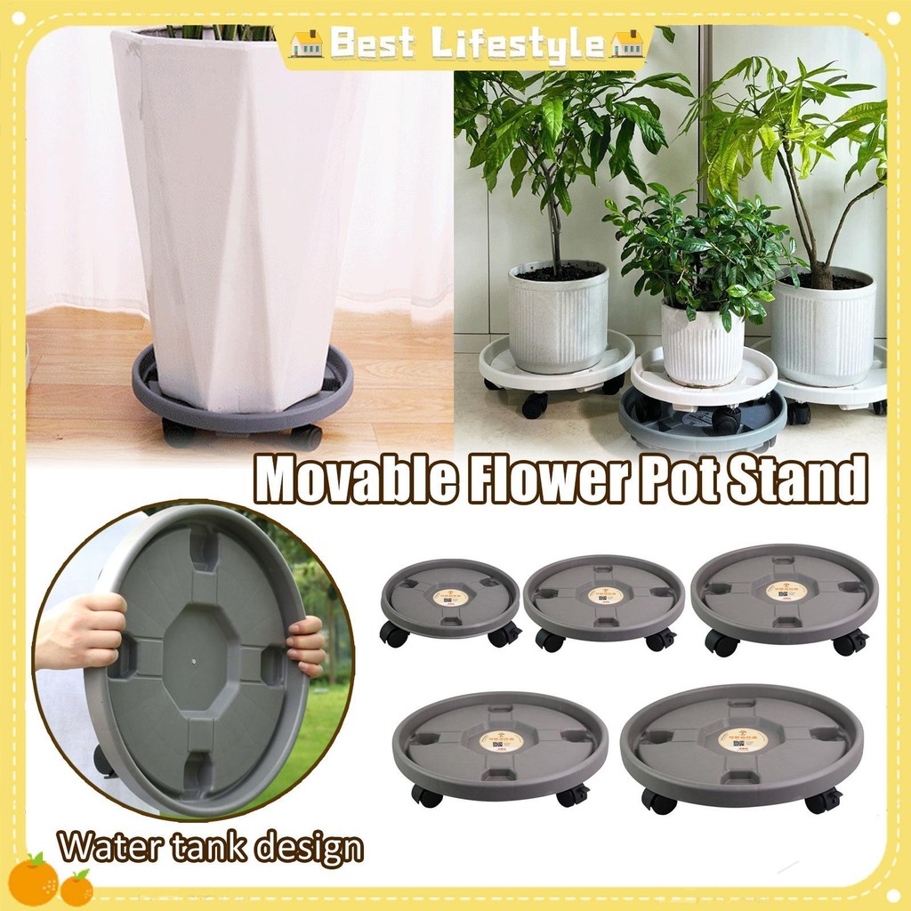 Movable Flower Pot Stand Plant Roller Base Round Plant Dolly Rollers ...