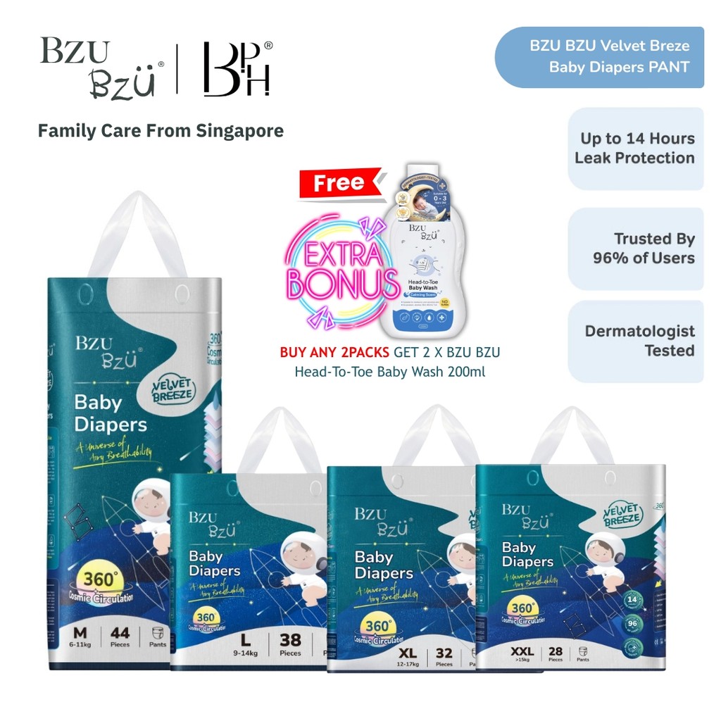 BZU BZU Baby Diapers Velvet Breeze | Shopee Singapore