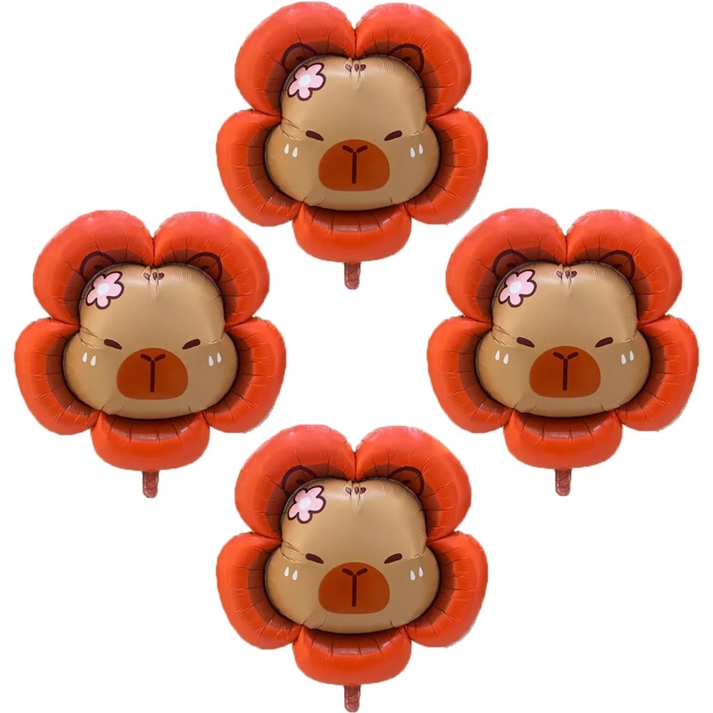 4pcs Capybara Balloon 36inch Foil Helium Capybara Flower Balloon ...