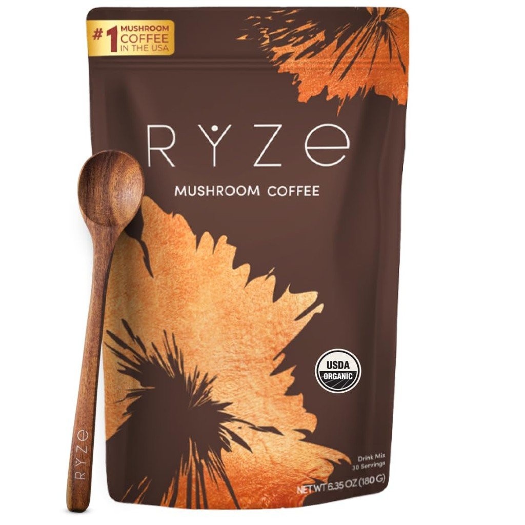 RYZE SUPERFOODS Mushroom Coffee USDA Organic with 6 Adaptogenic ...