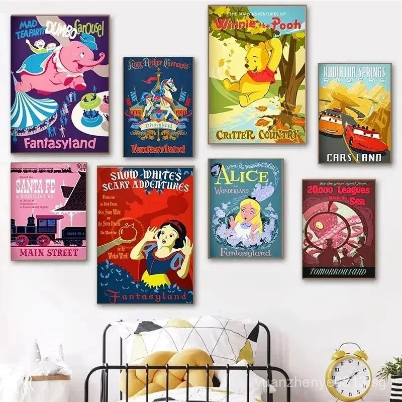 MINISO Disneyland Attractions Poster for Kids Bedroom Walt Disney ...