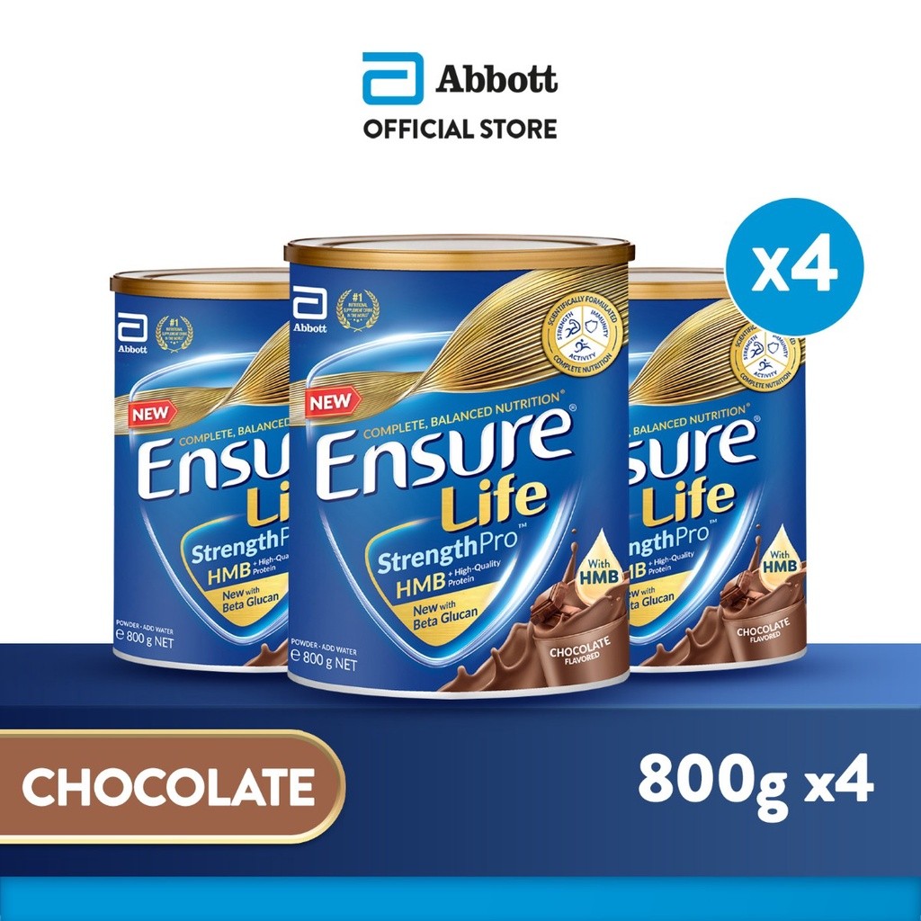 [Bundle of 4] Ensure® Life StrengthProᵀᴹ Chocolate 800g | Shopee Singapore