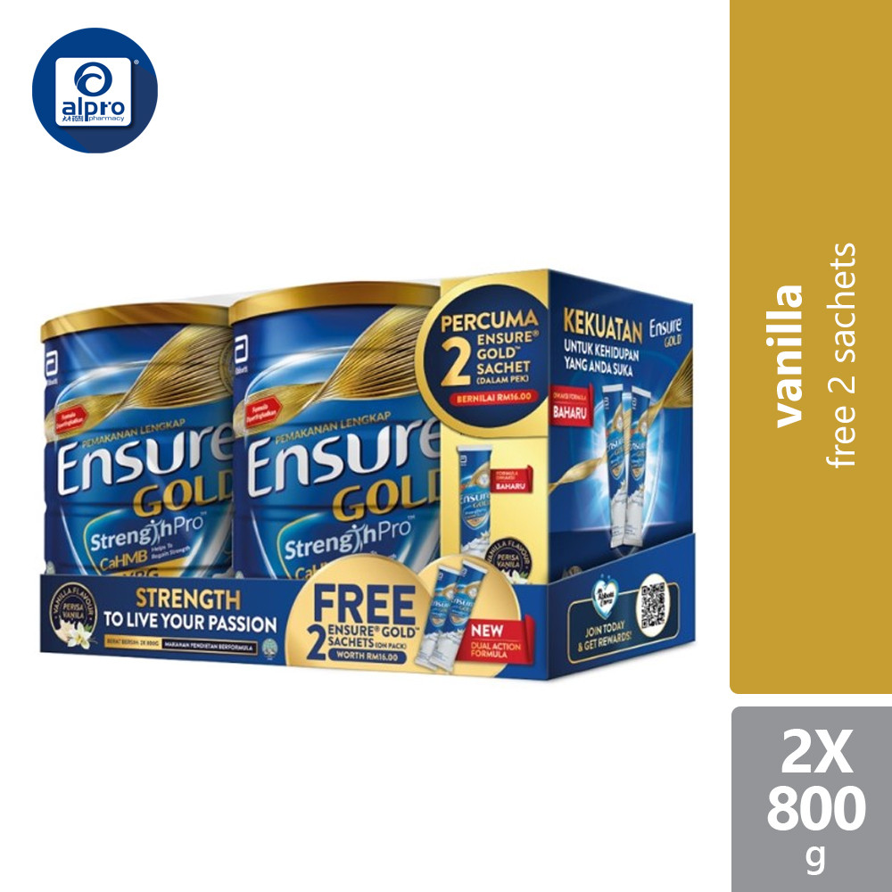 Abbott Ensure Gold Vanilla 800g x 2 | FREE 2 Sachets | Shopee Singapore