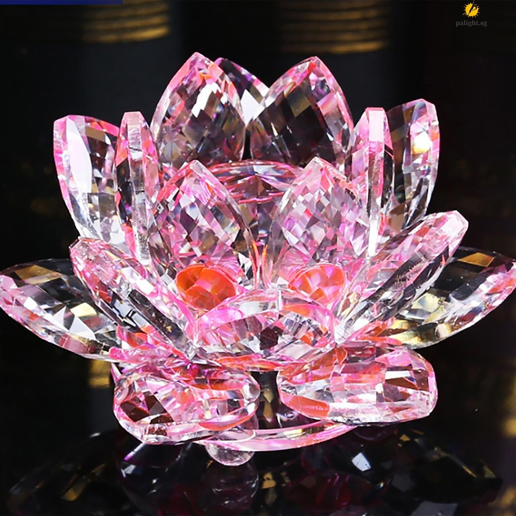 Crystal Lotus Flower Figurines Flower Crafts Glass Car Figurines for ...