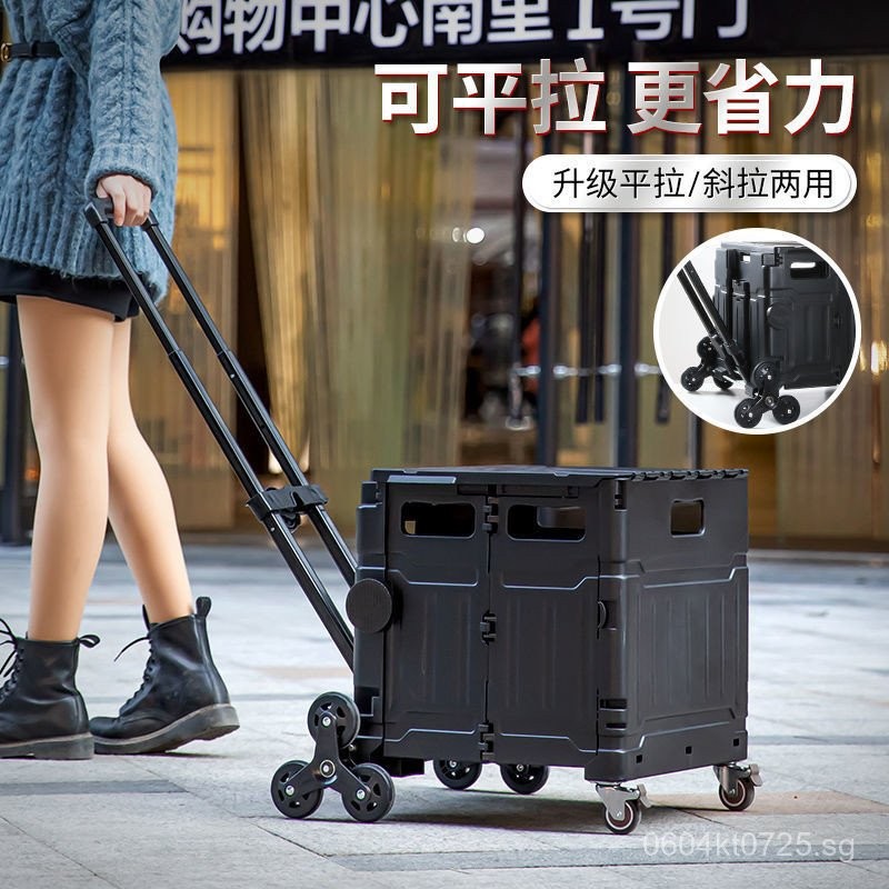 Small Cart for Grocery Shopping, Hand-Pulled Cart, Storage Box, Outdoor ...