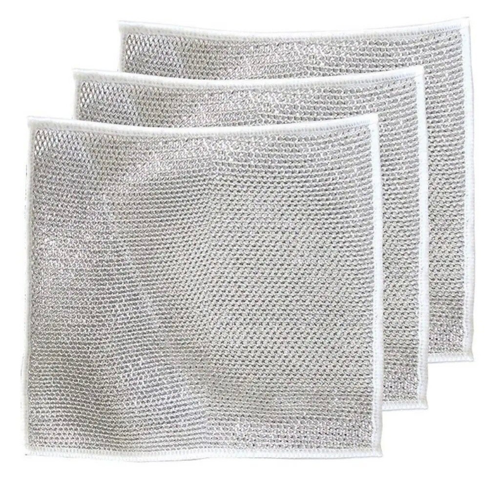 Steel Wire Dishcloth Cleaning Metal Rag Mesh Oil-Free Silver Wire Rag ...