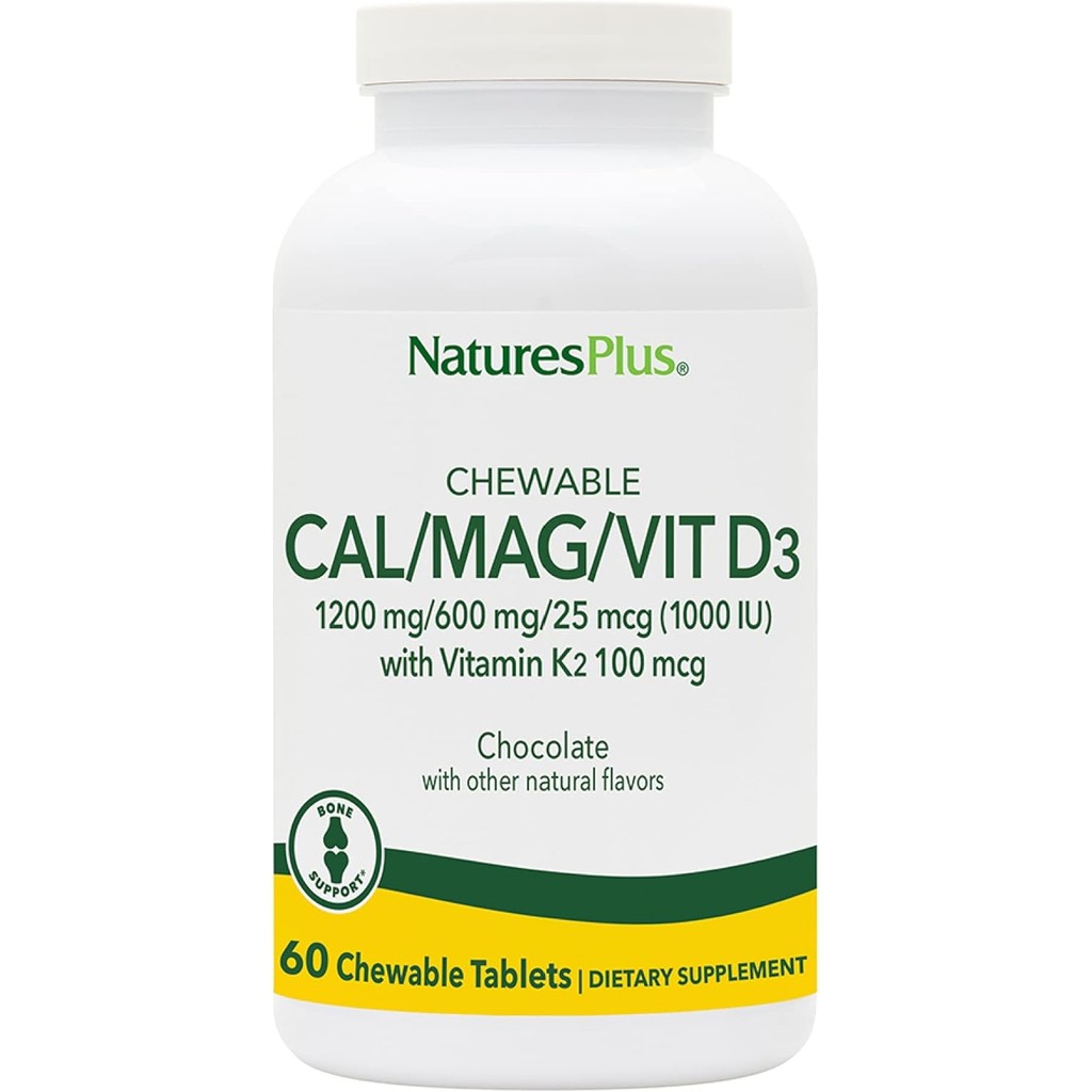 NaturesPlus Cal/Mag/VIT D3 with Vitamin K2-60 Chewable Tablets ...