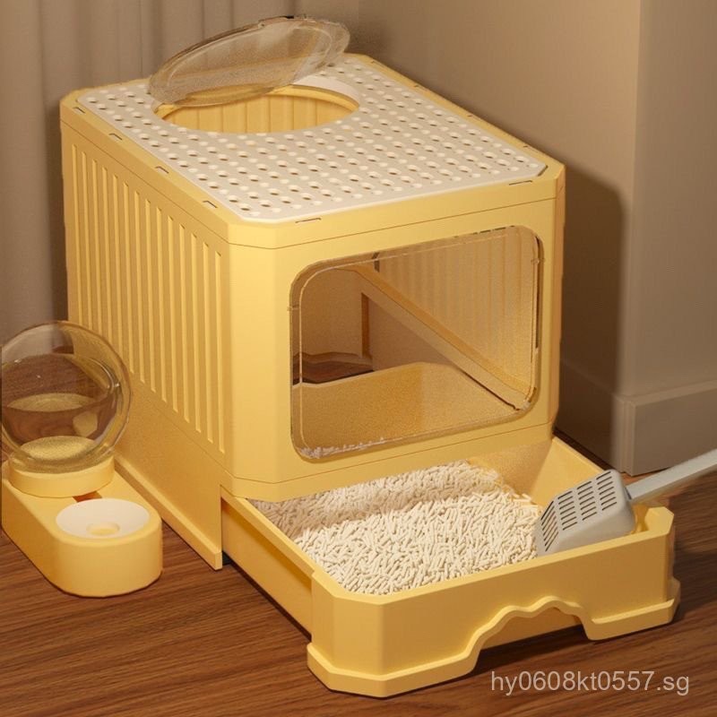 Anti-Splash Large Cat Litter Box Foldable Kitten Odor-Proof Cat Litter ...