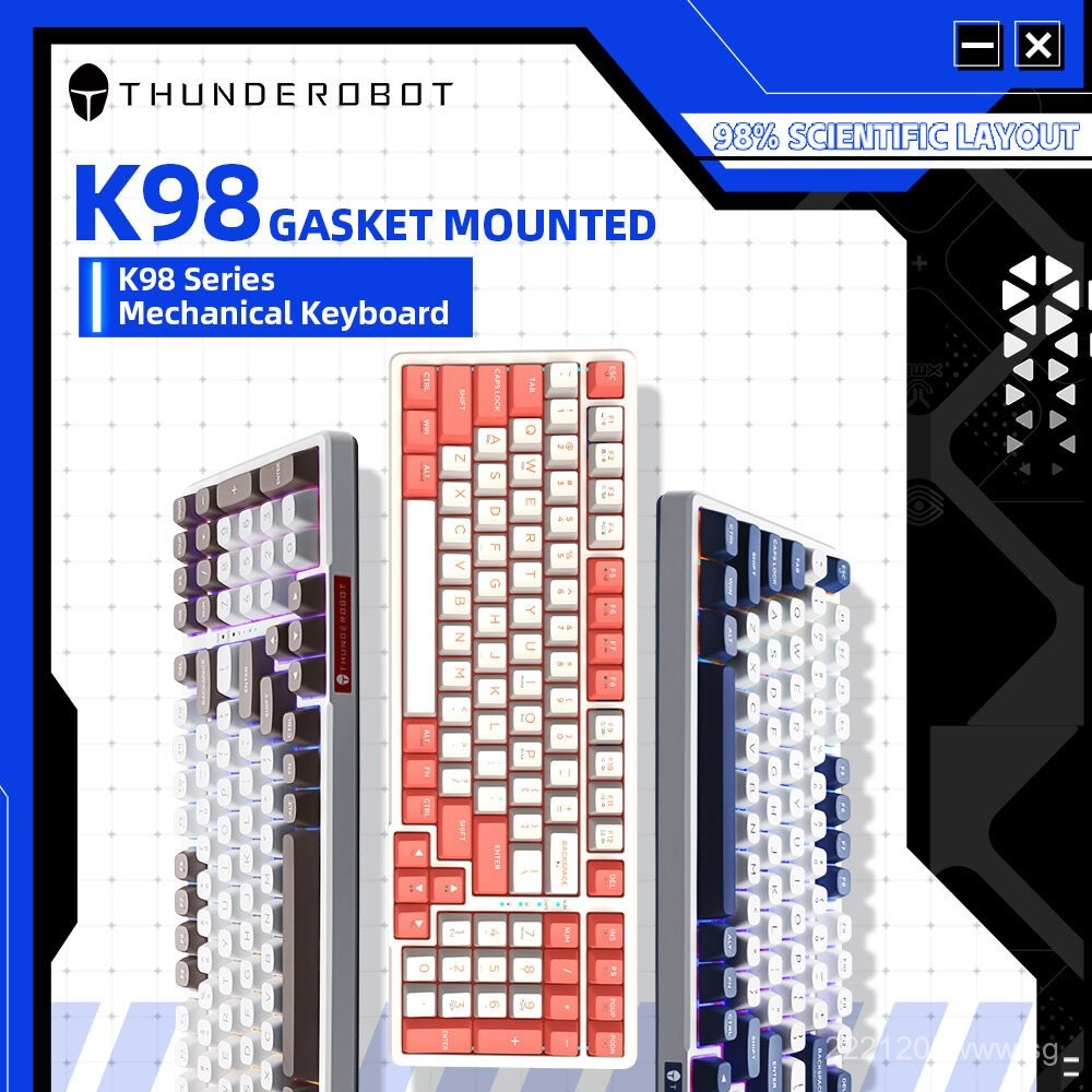 Thunderobot K98 Gasket Mount Mechanical Keyboard 98% layout Tri-Mode wired 2.4G Bluetooth ...