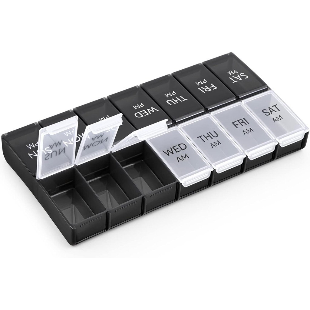 Pill Organizer 2 Times a Day, Extra Large AM PM Pill Box, Easy Open ...