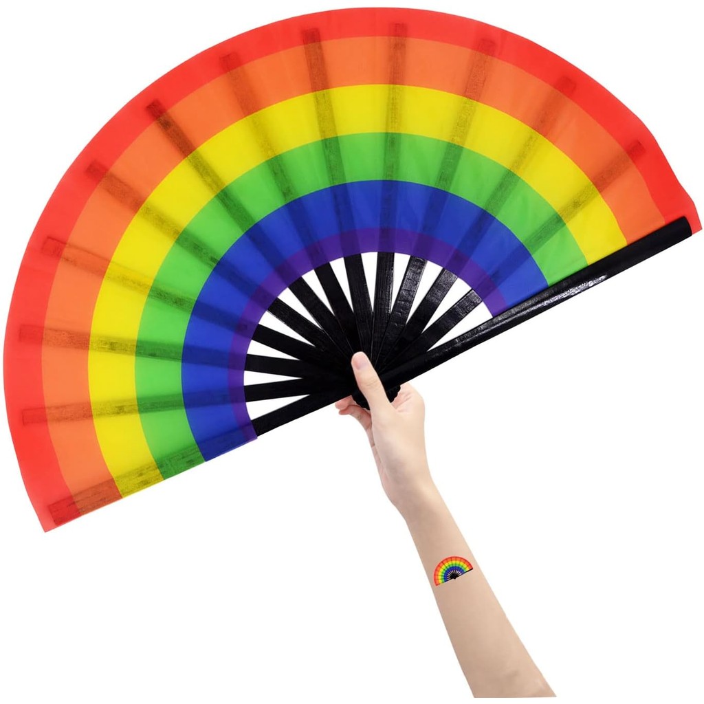 Amajiji Large Folding Hand Rave Fan Popping Fan for Line Dancing ...