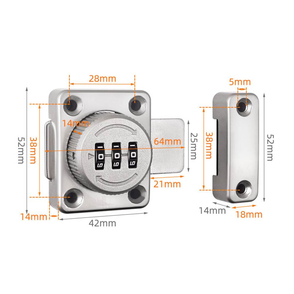 Combination Lock Latch 3 Digit Bolt Latch Password Deadbol Door Lock ...