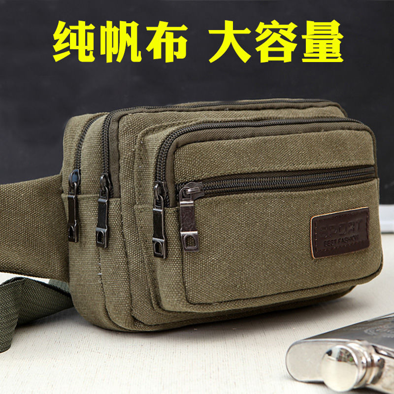 Large-Capacity Multi-Compartment Waist Bag Men's Shoulder Bag Pure ...