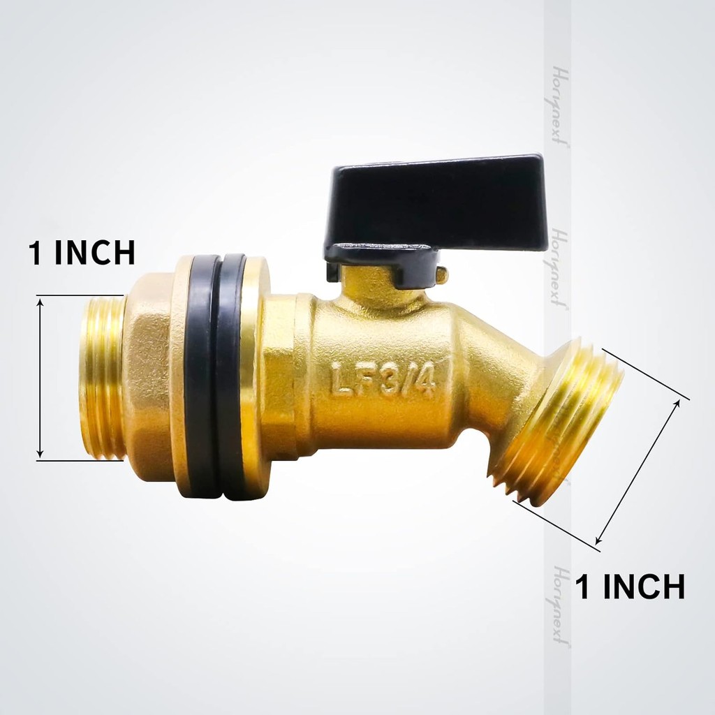 rain Barrel Spigot kit, Brass GHT 3/4 Water tank Faucet, Bulkhead Valve ...