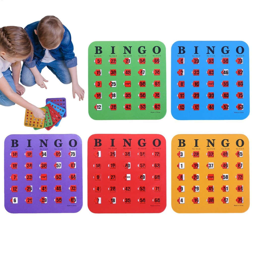 Slide Bingo Cards 5-Pieces Reusable Bingo Game Shutter Cards Logic ...