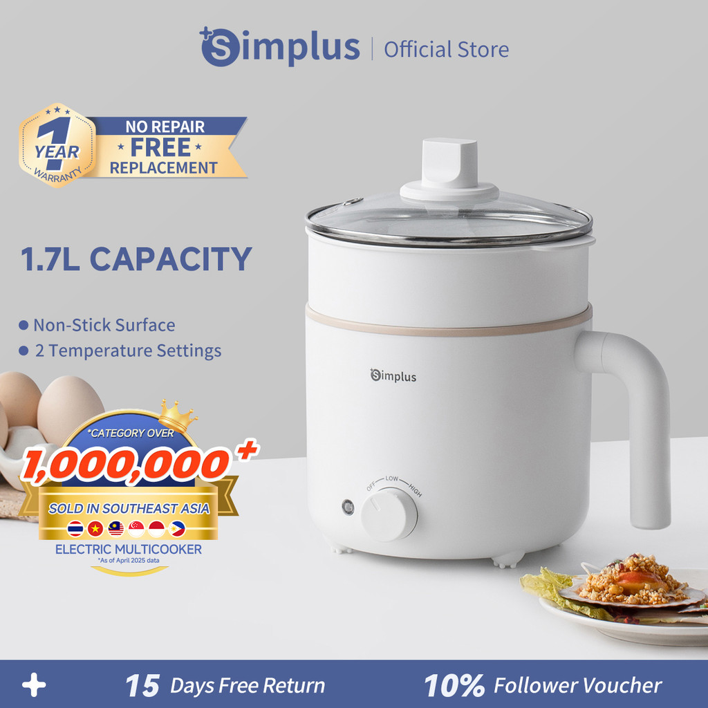 Simplus Electric Cooker 1.7L Capacity Mini Multi-Function Non-Stick ...