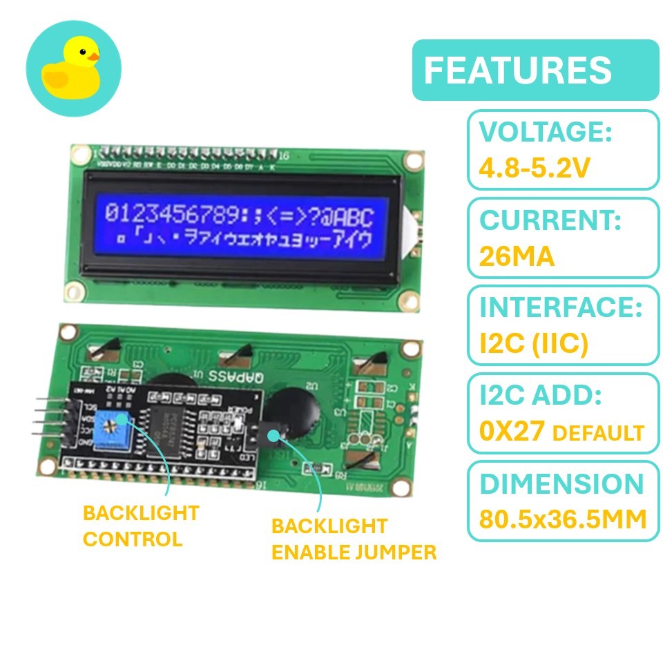 1602 16x2 Character IIC I2C LCD Display Module | Shopee Singapore
