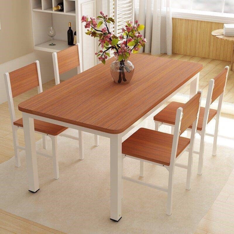 Home Simple Dining Table and Chairs Rectangular Fast Food Restaurant ...