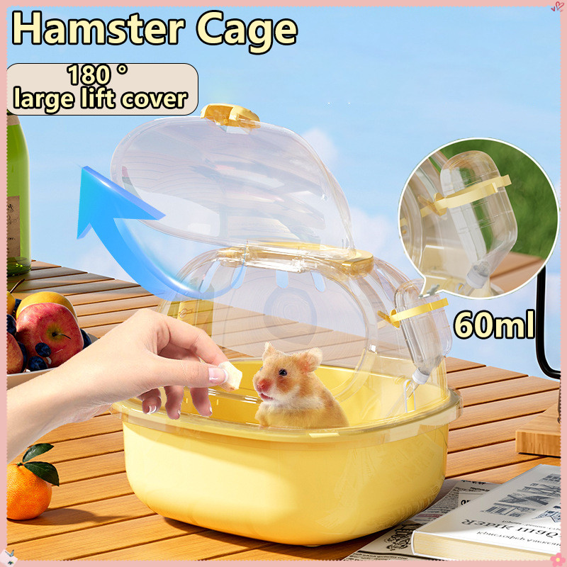 Hamster Cage with Safe Lock Panoramic Sunroof Hamster Travel Cage with ...