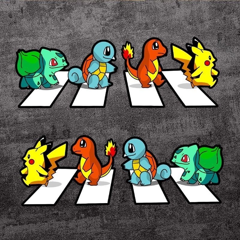 Anime Cartoon Pikachu Charizard Sticker Crossing Zebra Crossing Funny ...