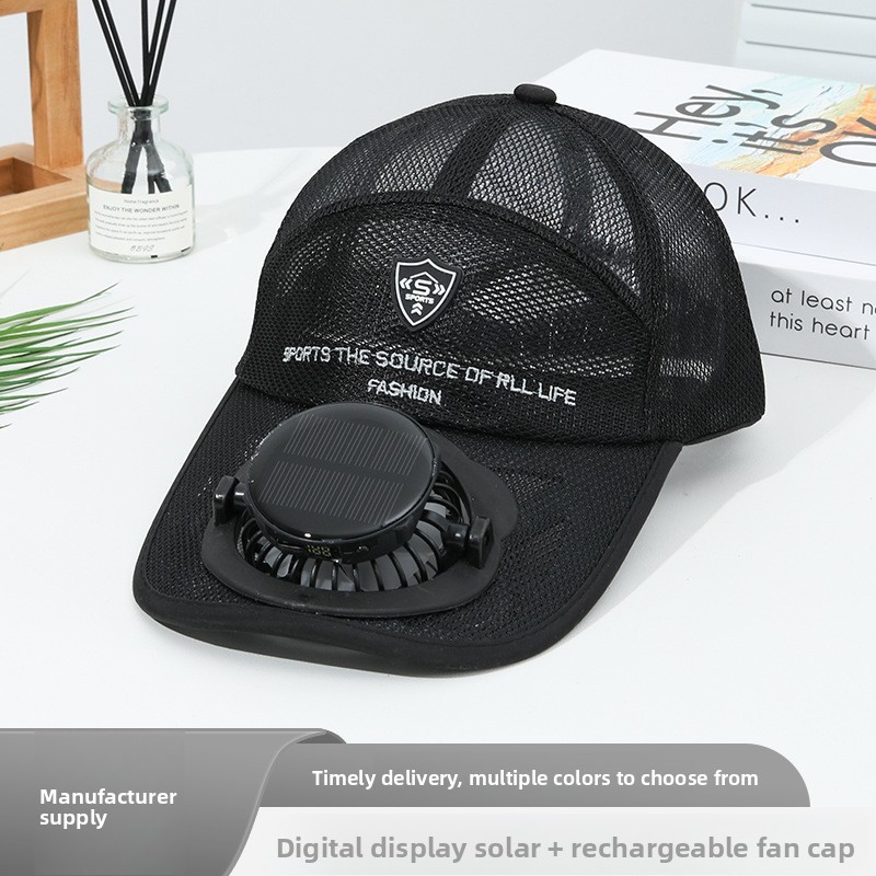 Summer Men Women Solar Style Rechargeable Fan Cap Cool Quick-Drying ...