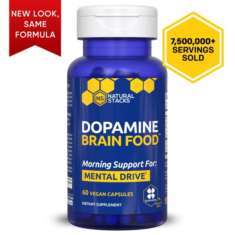 Dopamine Brain Food Supplement w/L-Tyrosine - Promotes Mental Drive ...