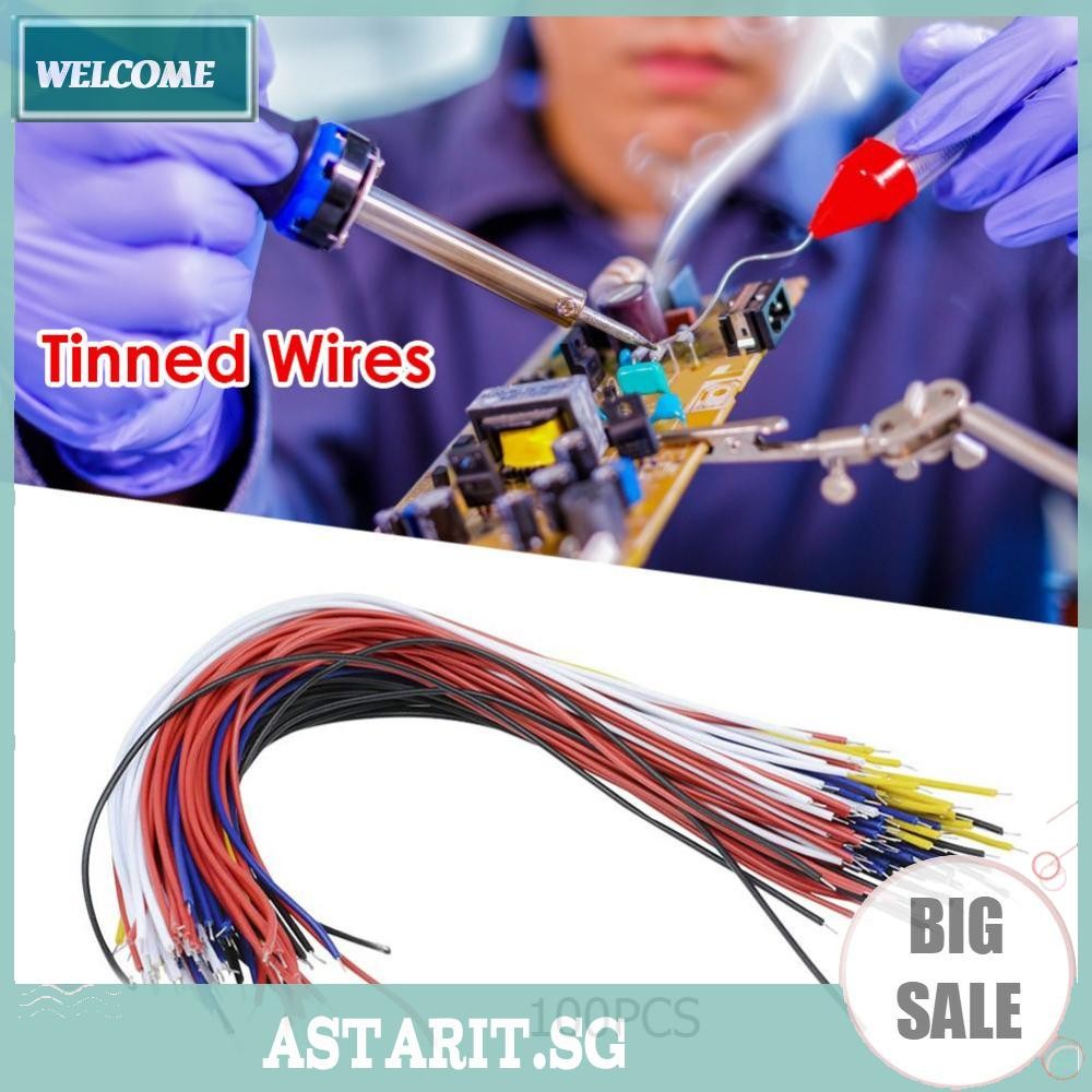 100pcs Tin Plated Breadboard PCB Solder Cable Copper Fly Wire 8 inch ...